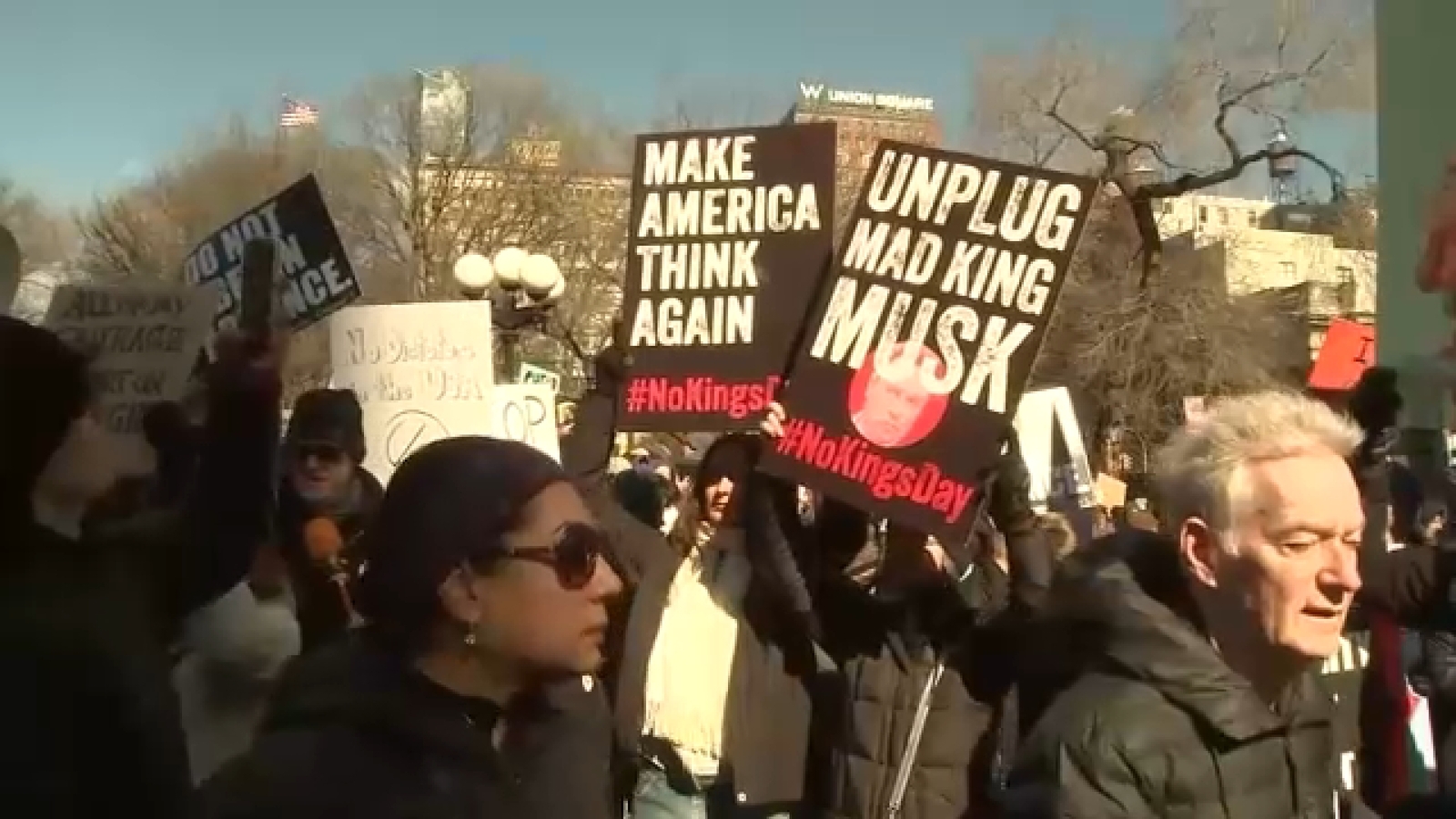 Anti-Trump demonstrators hold President's Day rally in Washington ...