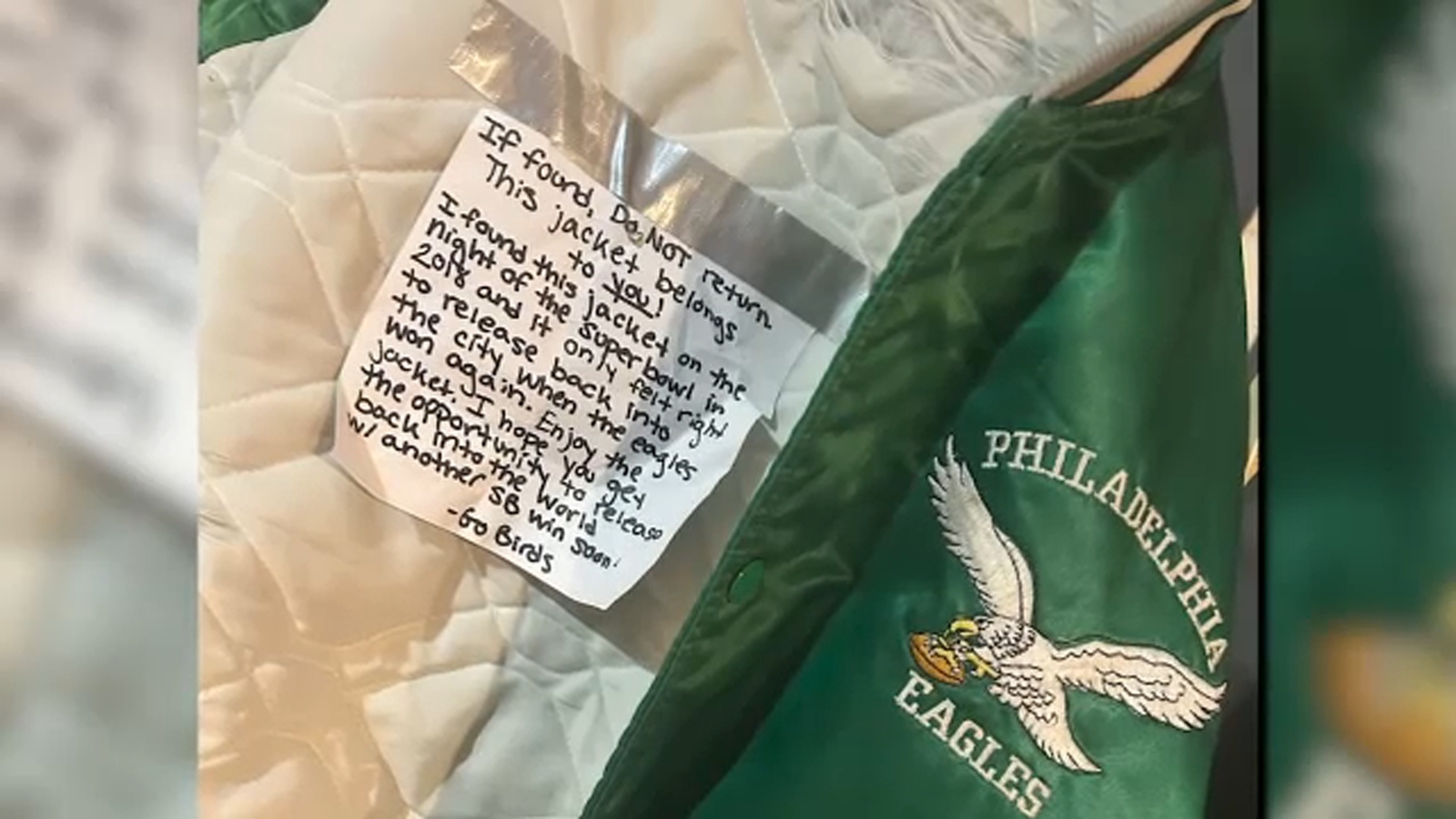 Fan finds vintage Philadelphia Eagles jacket with surprising note after ...