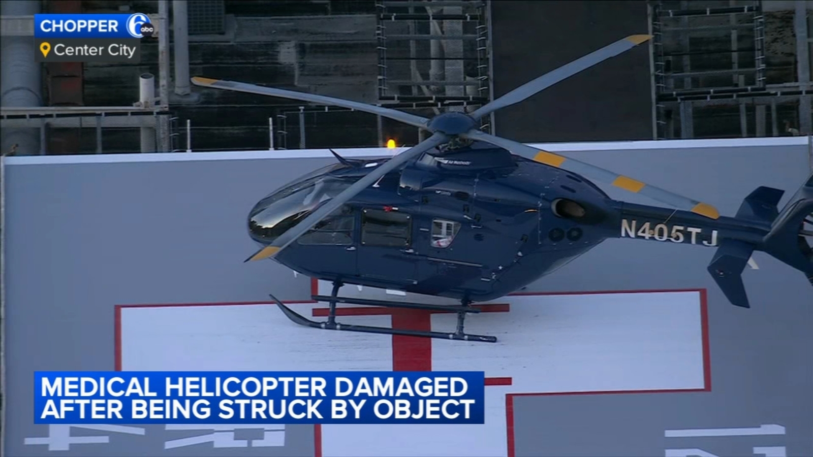 Medical helicopter hit by object while landing at Thomas Jefferson ...