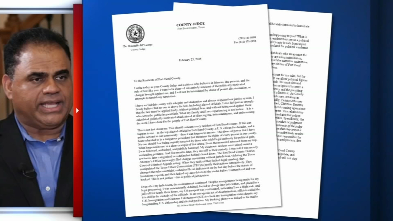 Fort Bend County Judge KP George rails against criminal case in new ...