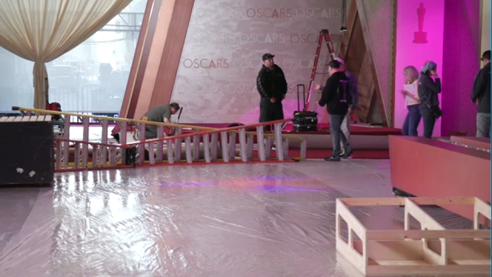 Oscar red carpet producer Joe Lewis and his team set the red carpet ...