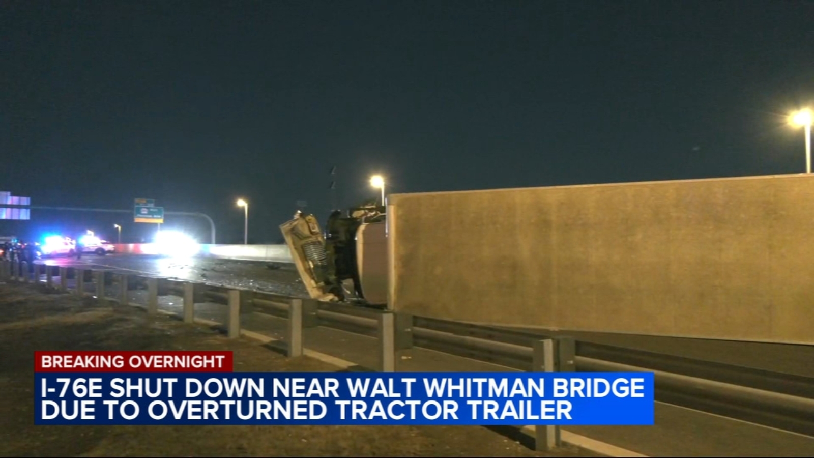 Overturned tractor trailer shuts down I-76 east for hours - 6abc ...