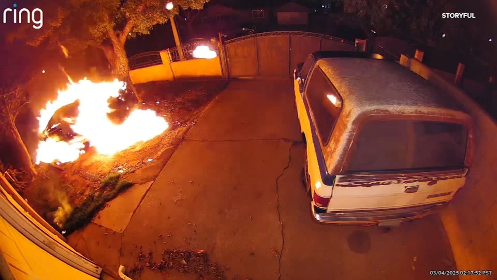 Arson suspect caught on camera accidentally setting self on fire in ...