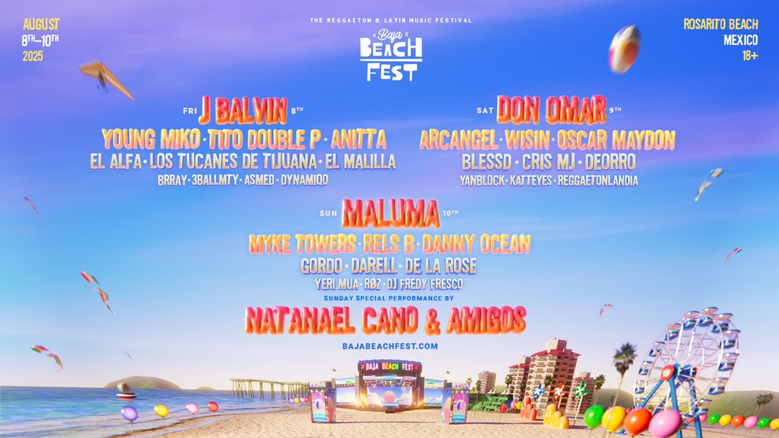 J Balvin, Don Omar, Maluma y Natanael Cano serán los artistas principales de Baja Beach Fest ...