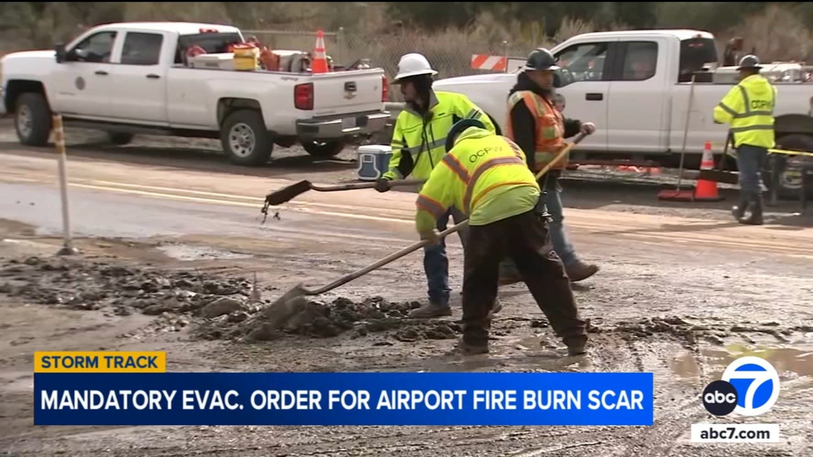 Mandatory evacuation order issued for Airport Fire burn scar areas in OC - ABC7 Los Angeles