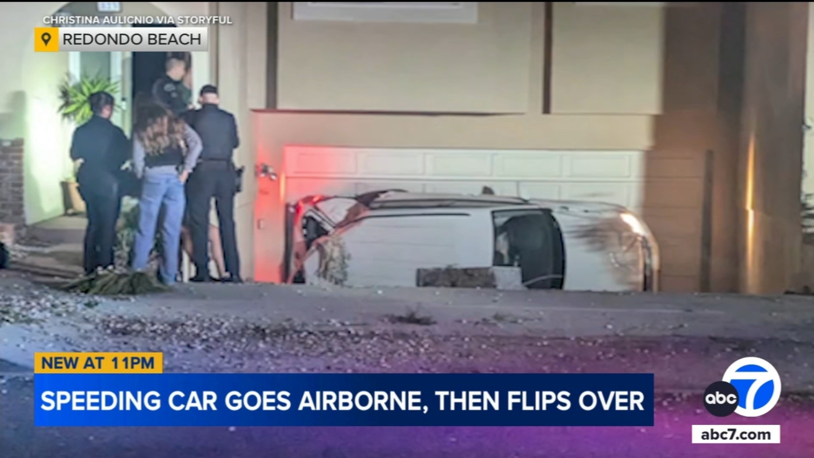 Shocking surveillance video shows speeding car go airborne before ...