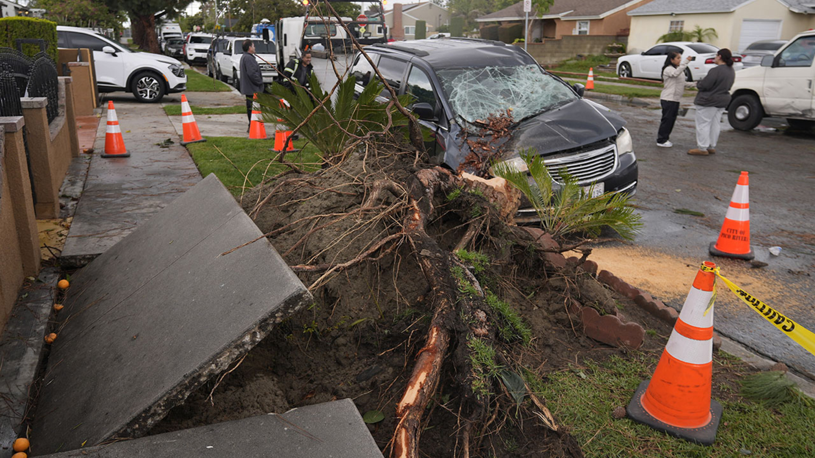 EF0 tornado rips through Pico Rivera, uprooting trees, toppling power lines onto cars - ABC7 Los ...