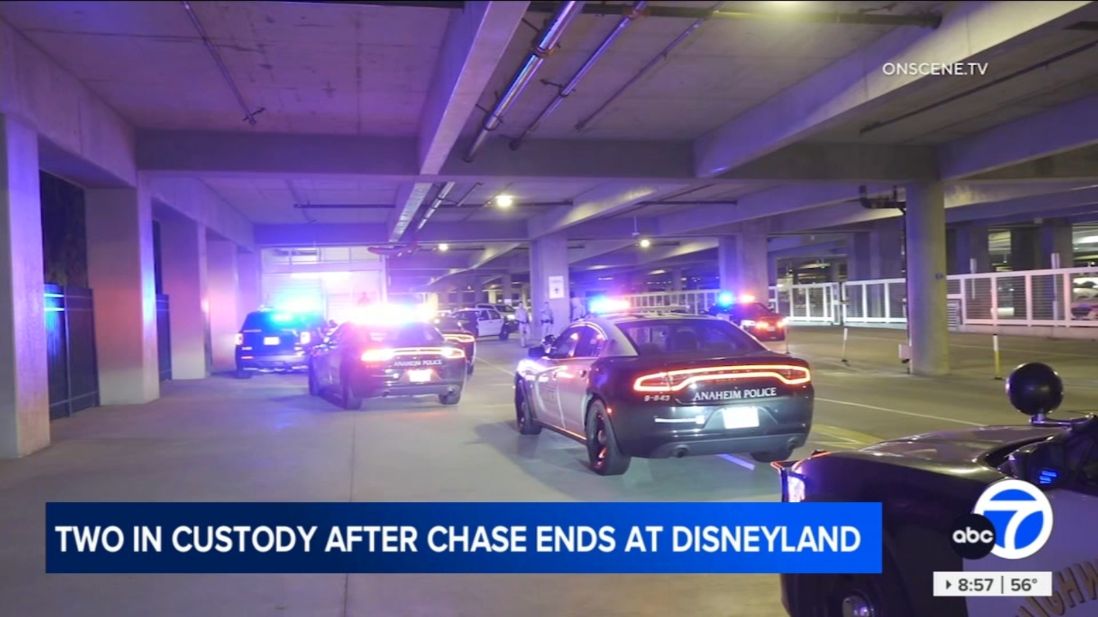 High-speed police chase ends at Disneyland parking structure in Anaheim - ABC7 Los Angeles
