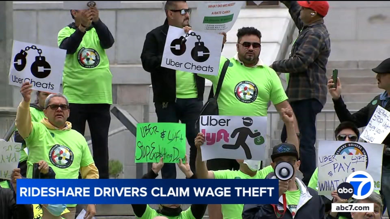 Uber, Lyft rideshare drivers rally in downtown LA, calling for justice ...