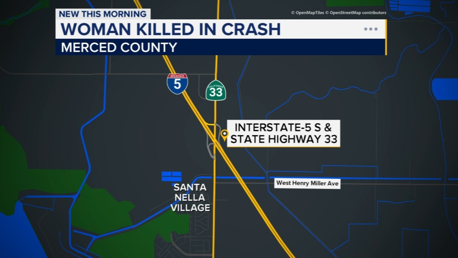Woman killed in single-car crash in Merced County, CHP says - ABC30 Fresno