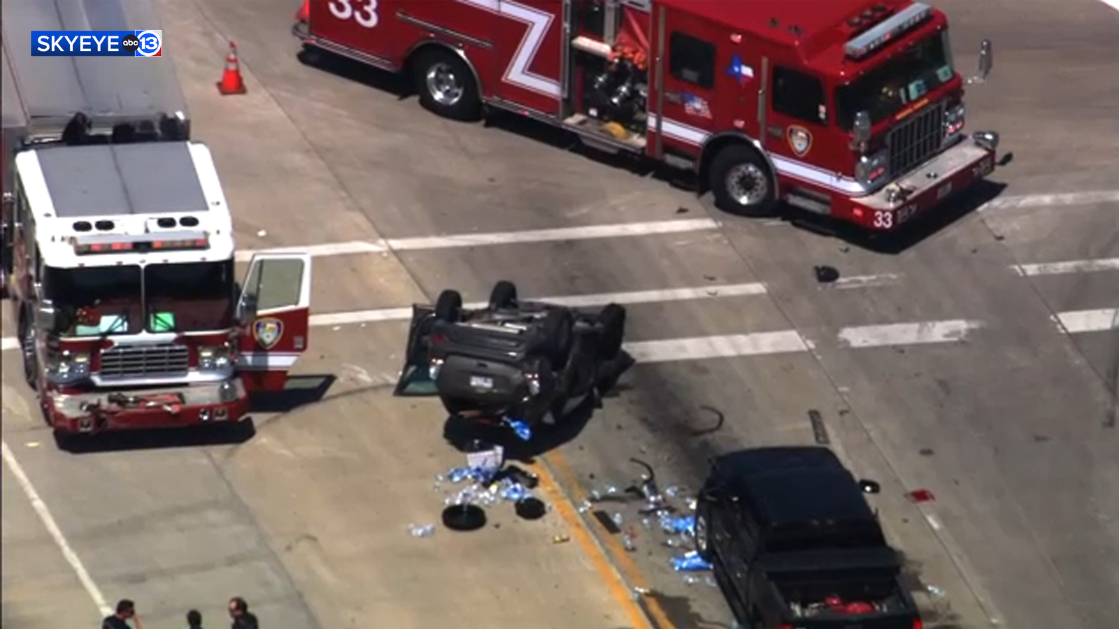Car flips over in major crash on Holly Hall near Highway 288 in Houston ...