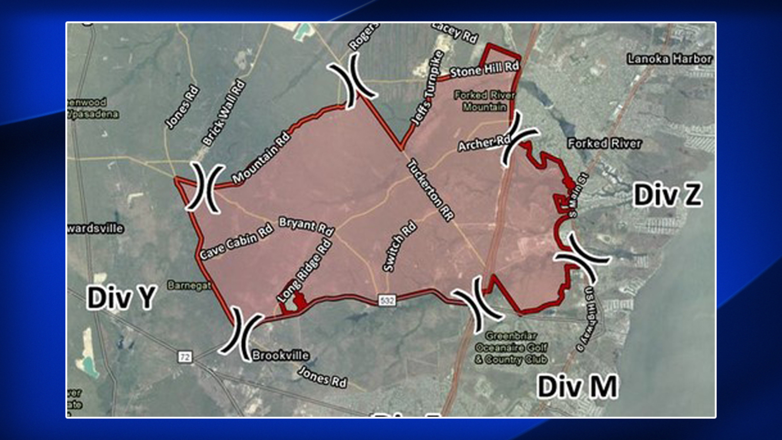 NJ Wildfire: Maps show location of Ocean County, New Jersey blaze and ...