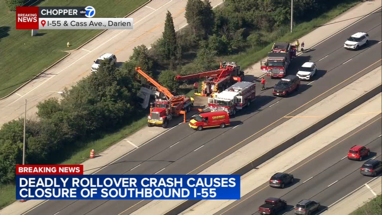 I-55 traffic: 1 killed in DuPage County truck rollover crash, all southbound lanes reopened near ...