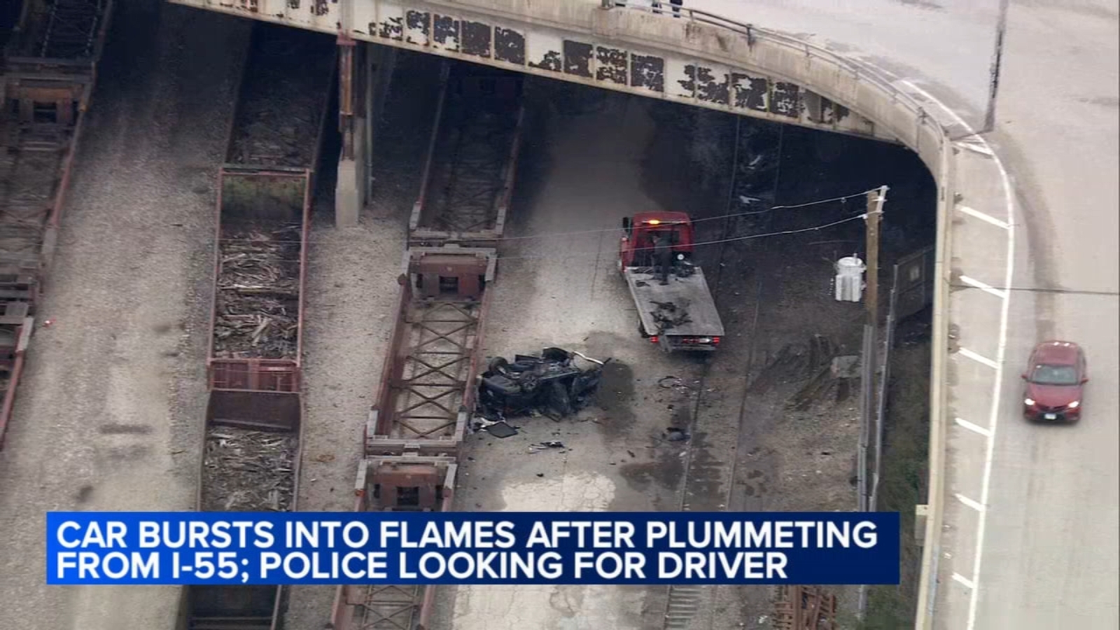 I-55 crash: Car bursts into flames after plummeting off Stevenson ...