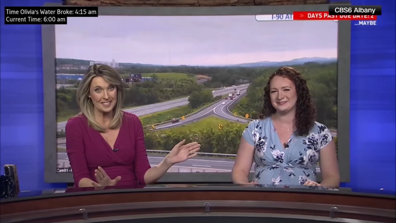 Pregnant news anchor Olivia Jaquith stays on CBS6 Albany broadcast during labor contractions ...