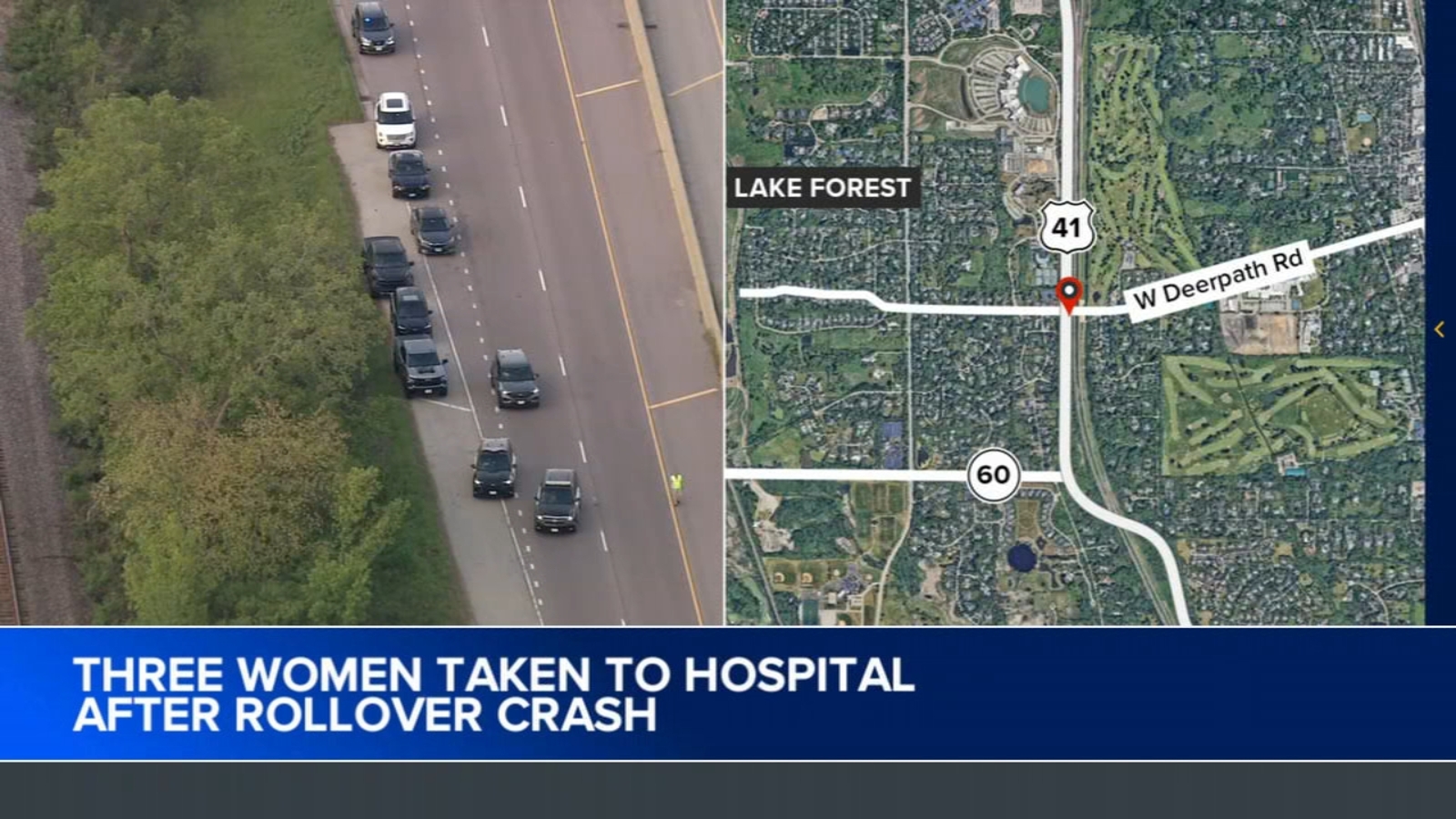 3 injured in Lake Forest rollover crash on US 41 near Deerpath Road ...