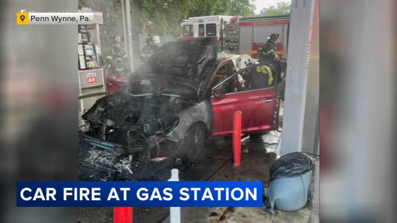 Flames engulf car, gas pump at Montgomery County Phillips 66 station ...