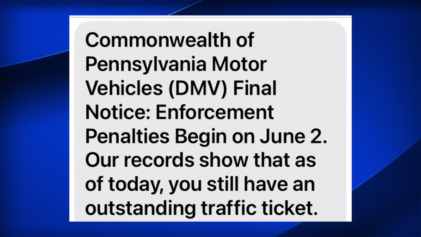 Drivers warned of scam 'Final Notice' text messages - 6abc Philadelphia