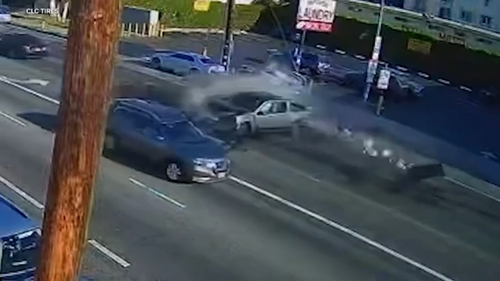 Dramatic video shows car plow into truck in Panorama City after CHP ...