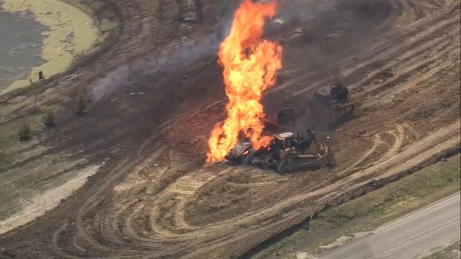 Oswego fire: Large flames burn construction vehicles after natural gas ...