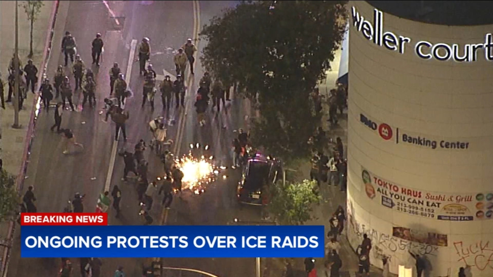 Protesters and police face off in downtown LA on day 4 of protests ...