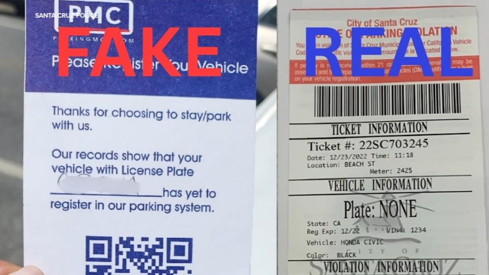 Santa Cruz Police Department warns of new parking ticket scam using fake citations with QR codes ...