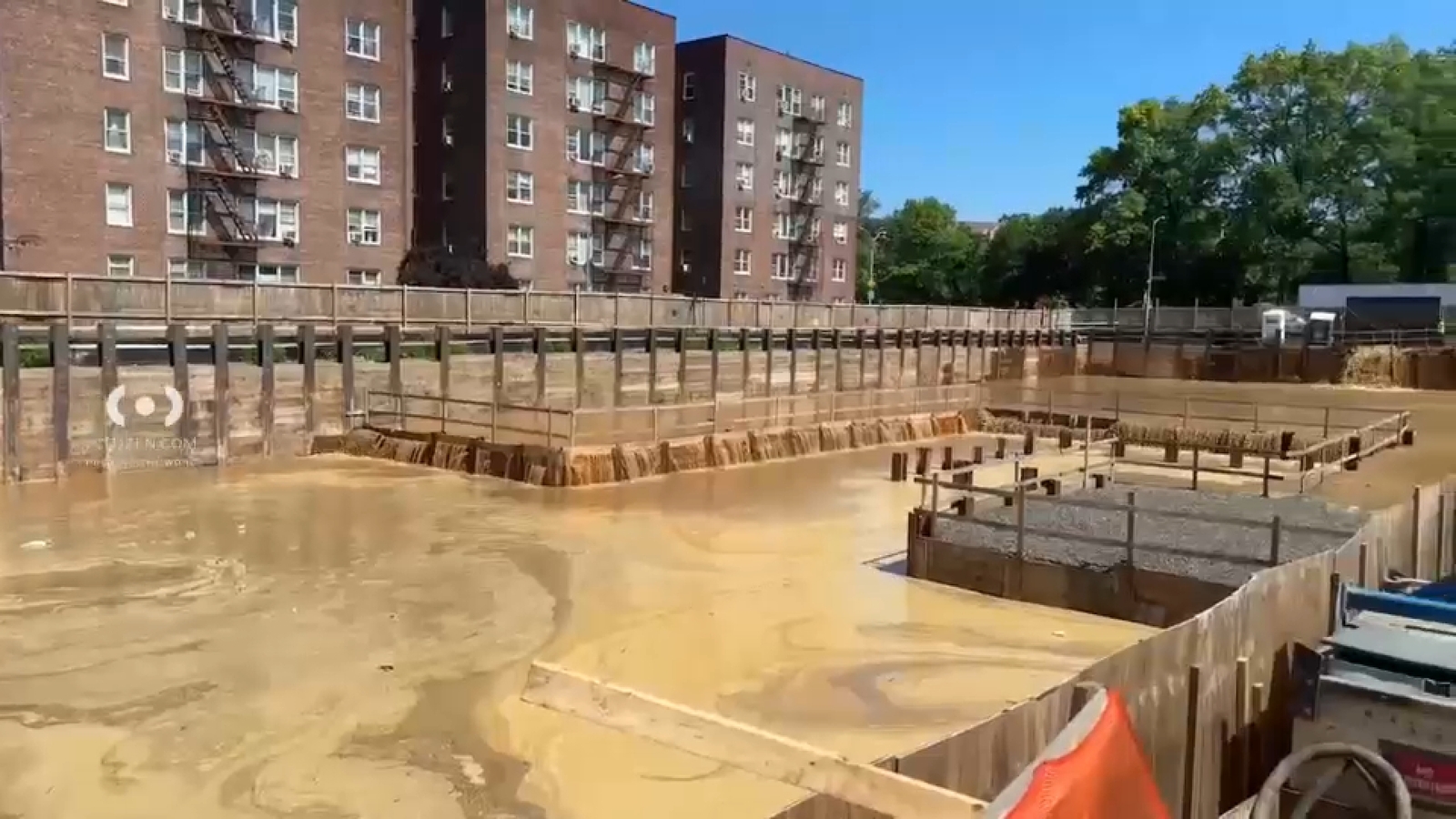 Water main break in Riverdale, Bronx floods construction site - ABC7 ...