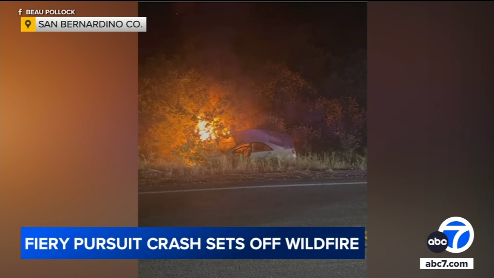 Fiery crash at end of police chase sparks brush fire off Highway 330 ...