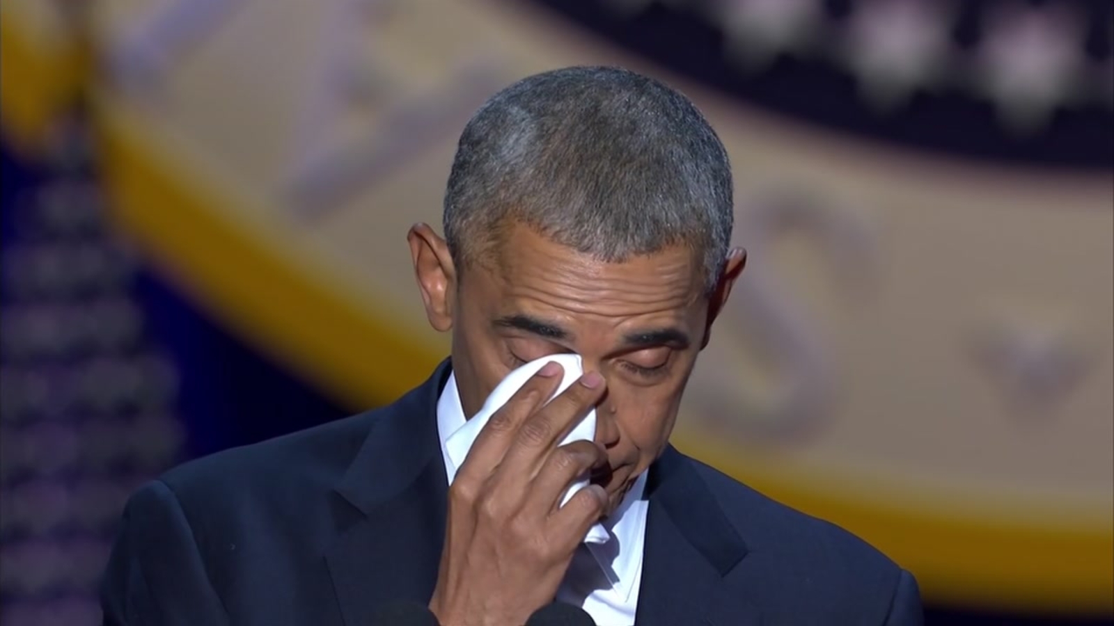 President Barack Obama tears up when thanking First Lady Michelle Obama ...
