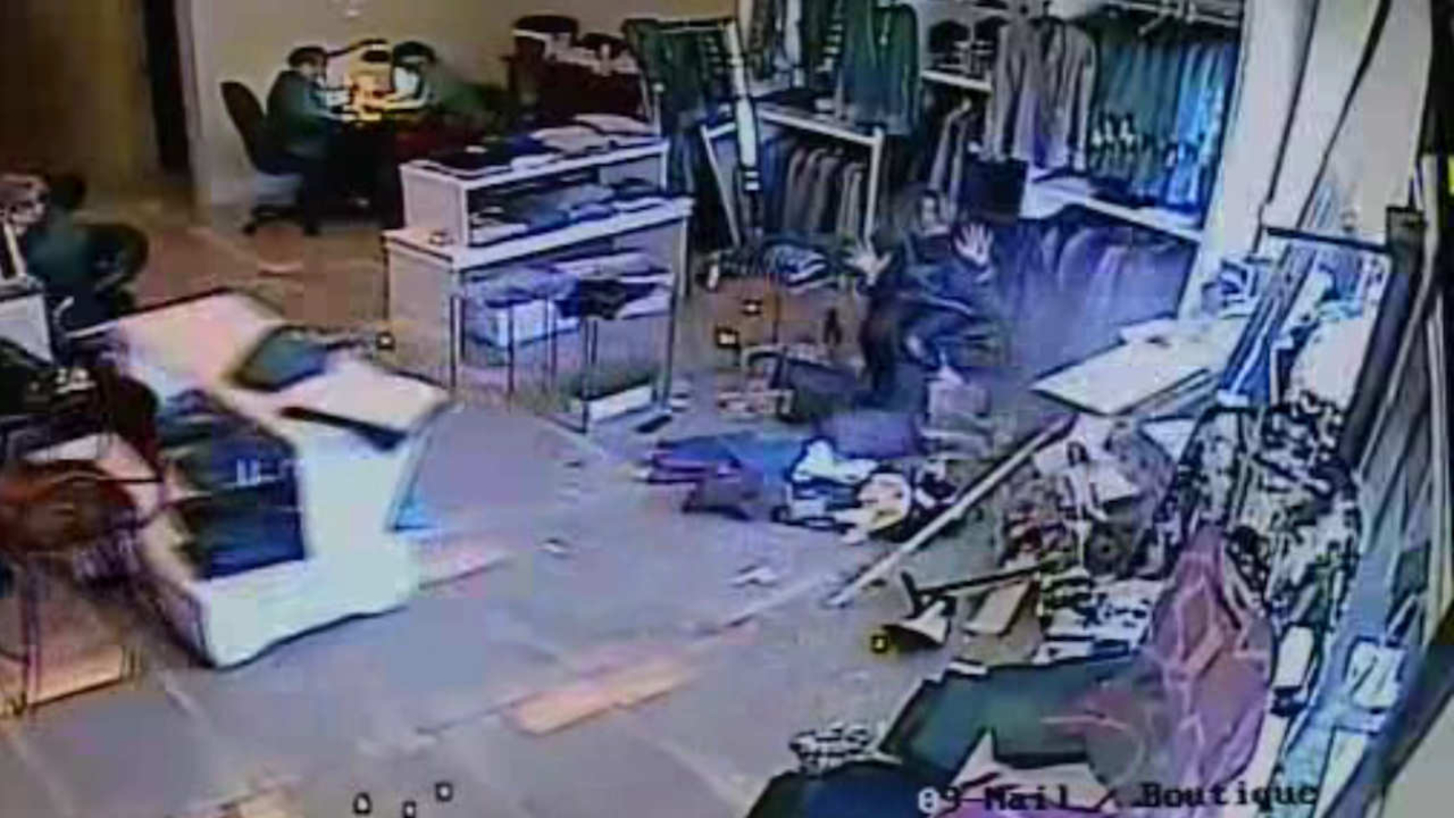 Woman narrowly spared as car slams into salon - ABC13 Houston