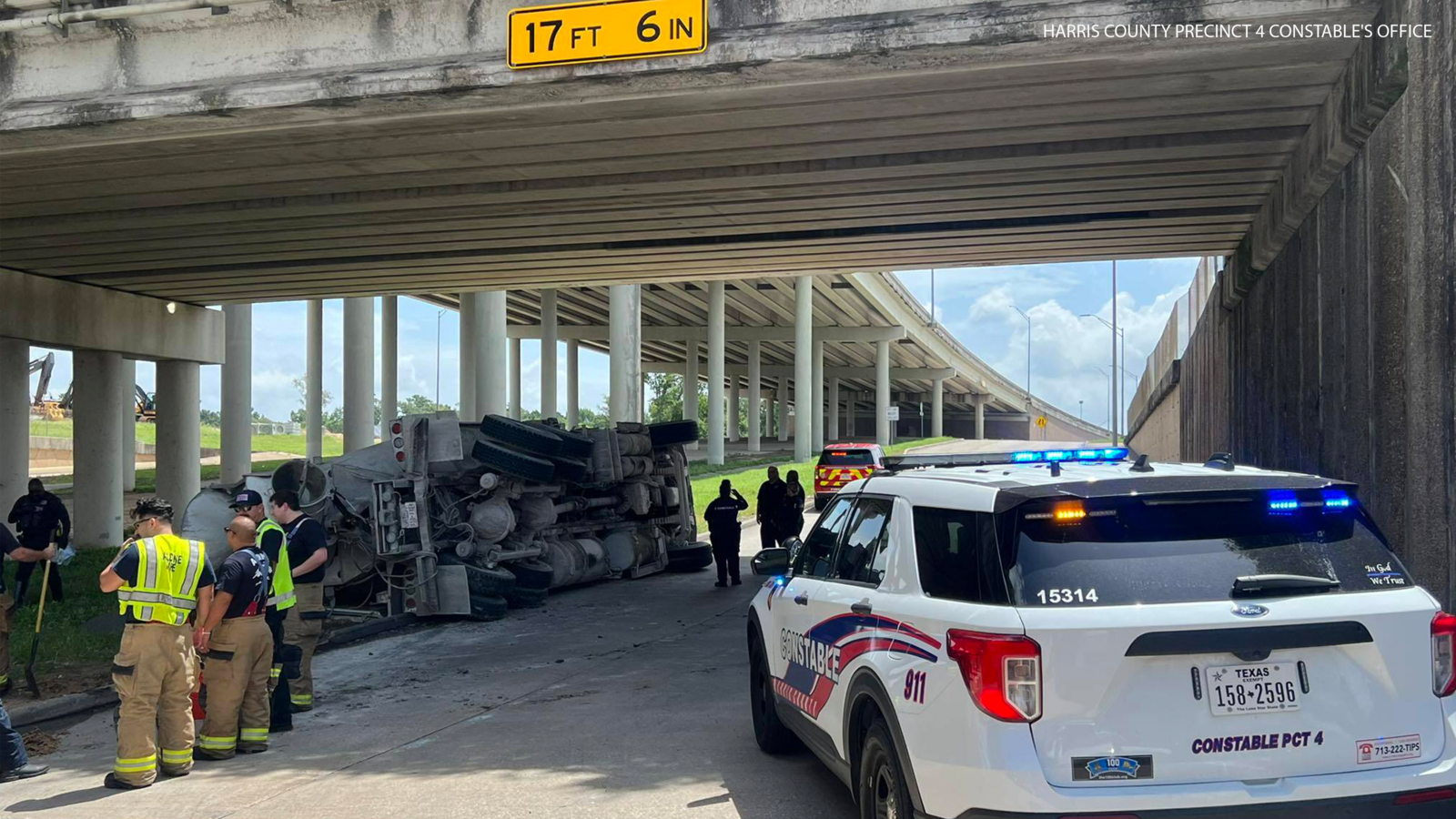 Rollover crash involving concrete mixer truck leaves man injured near ...