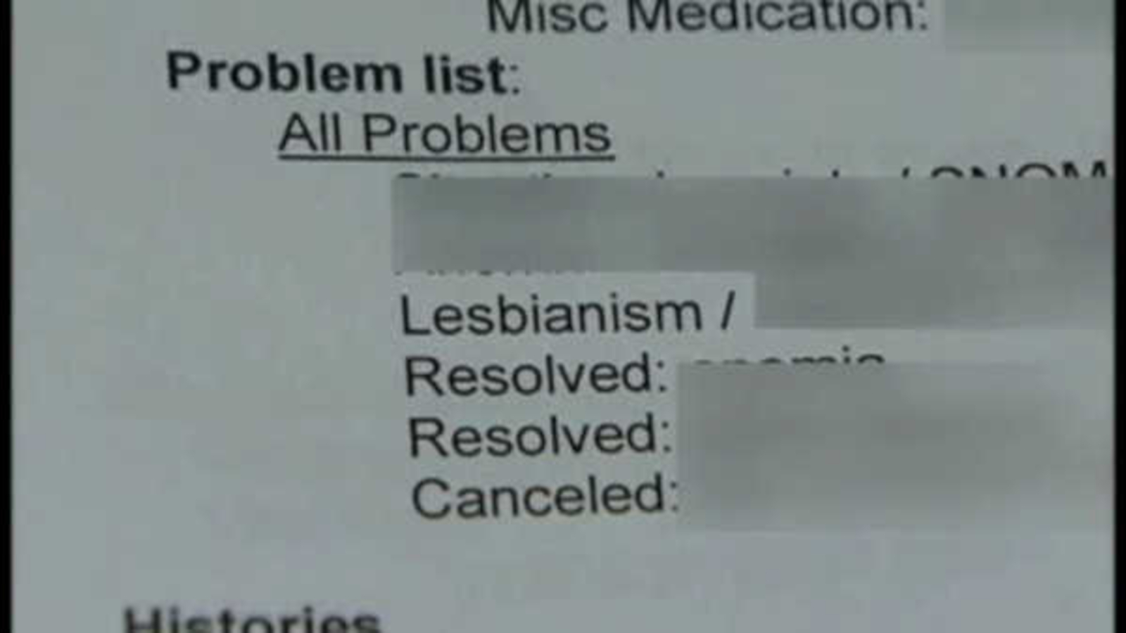 'Lesbianism' listed as condition on North Carolina woman's medical ...