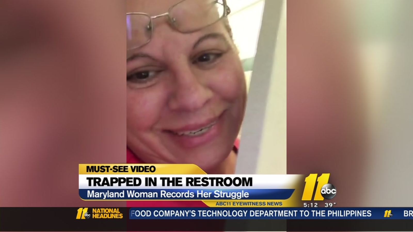 Woman records struggle after getting trapped in restroom - ABC11 ...