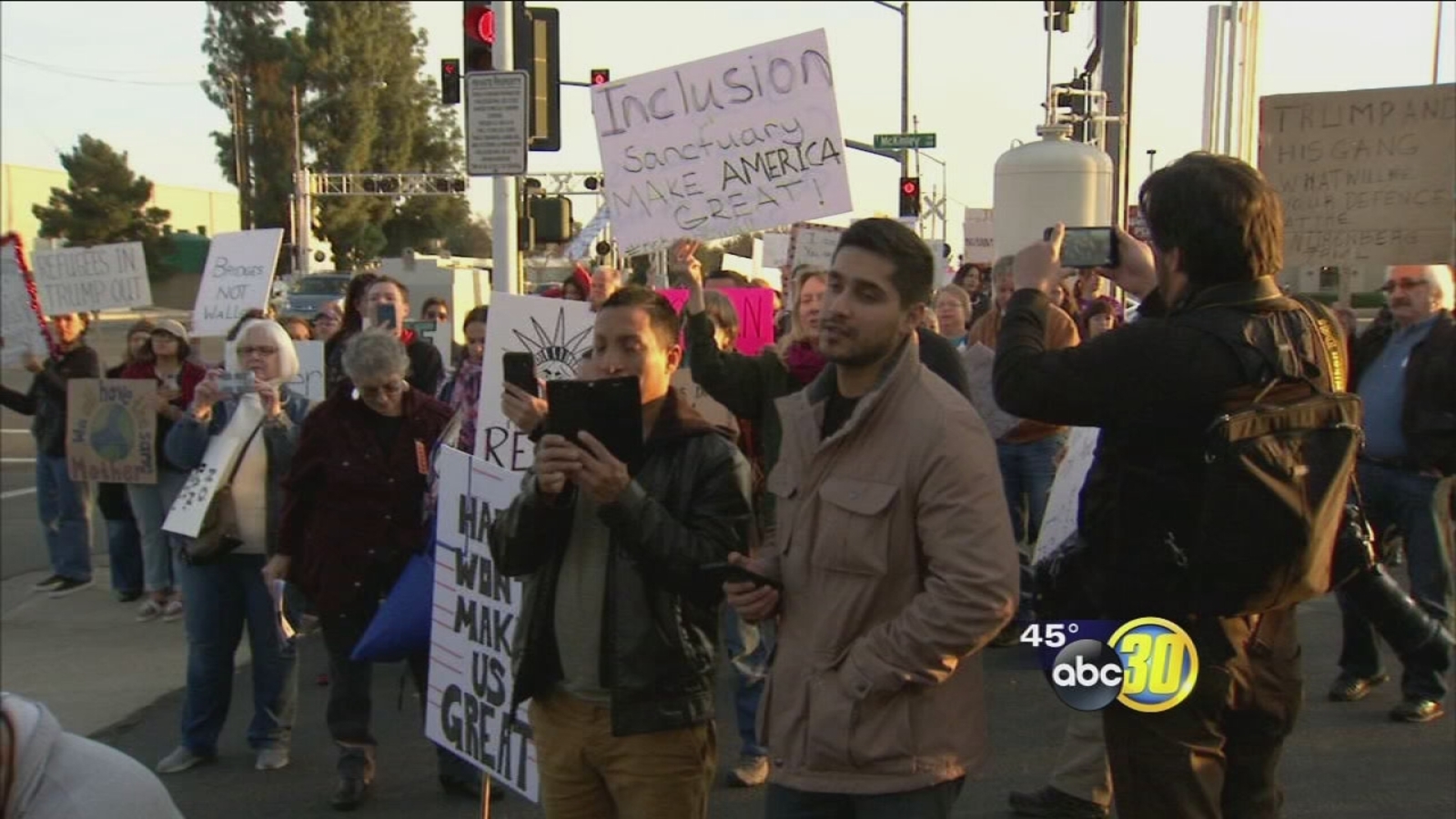Hundreds march near Fresno Yosemite International Airport to protest ...