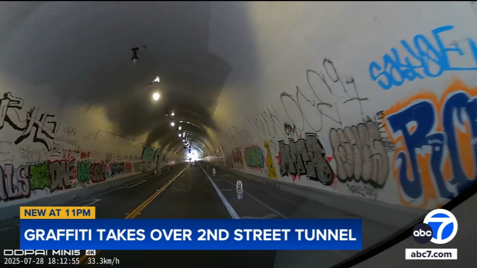 LA's 2nd Street tunnel covered with graffiti hours after cleanup - ABC7 Los Angeles
