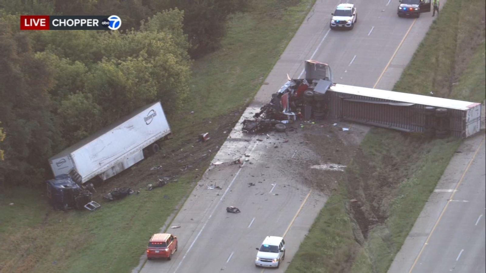 Chicago area traffic: Semi-truck crash shuts down WB lanes of I-80 in Grundy County, Illinois ...