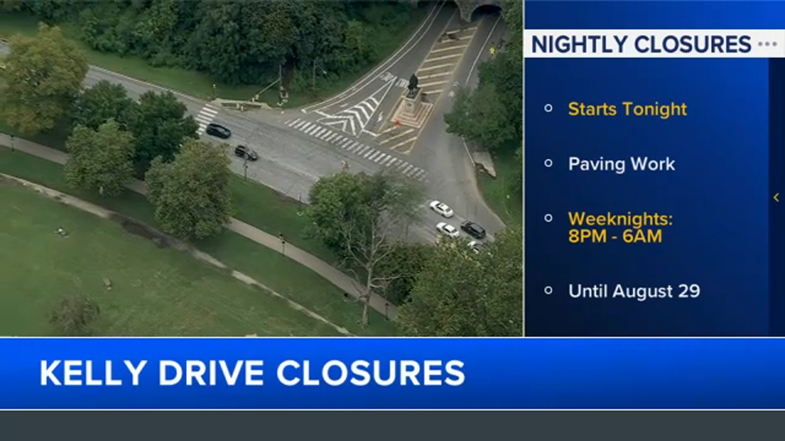 Kelly Drive in Philadelphia's Fairmount Park to be closed overnight for ...