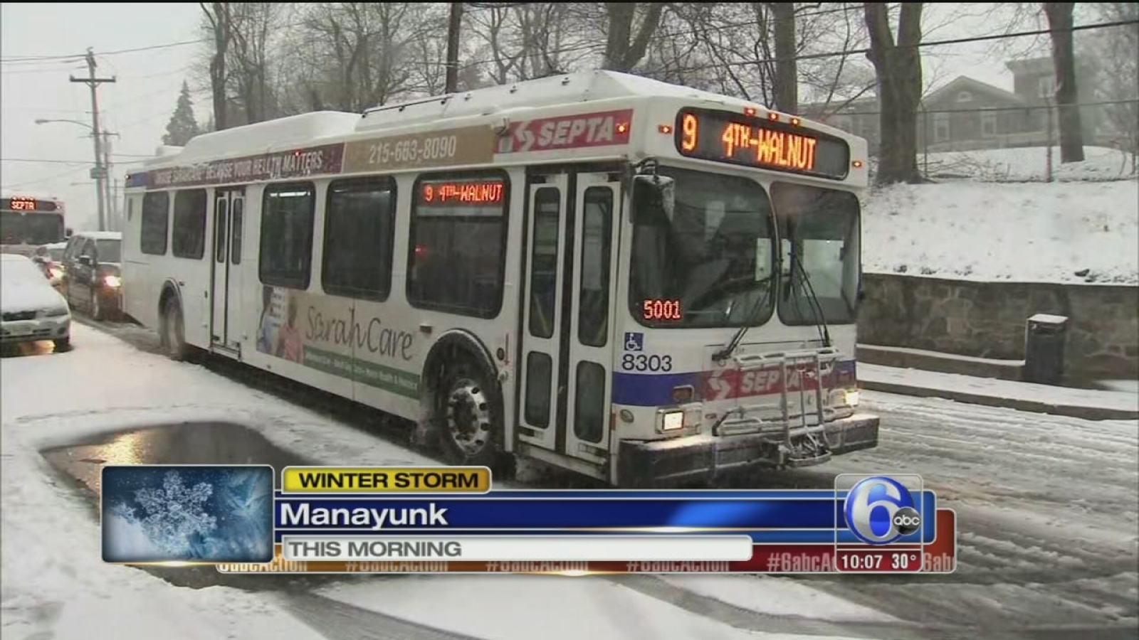 VIDEO: SEPTA buses caught in snow-related traffic trouble in Manayunk ...