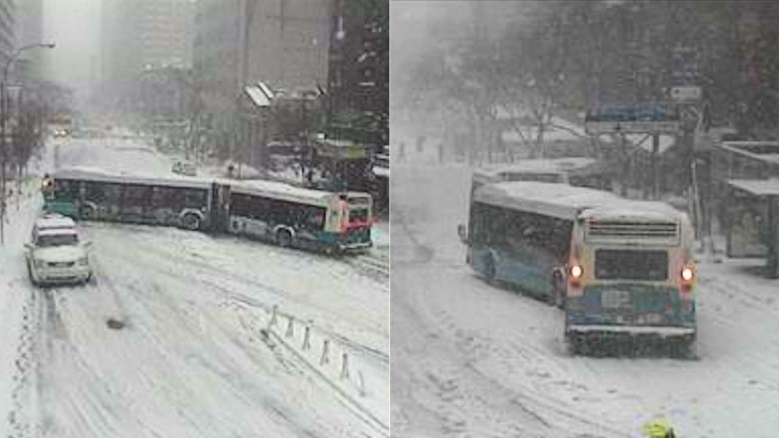 Buses spin out, get stuck across New York City - ABC7 New York