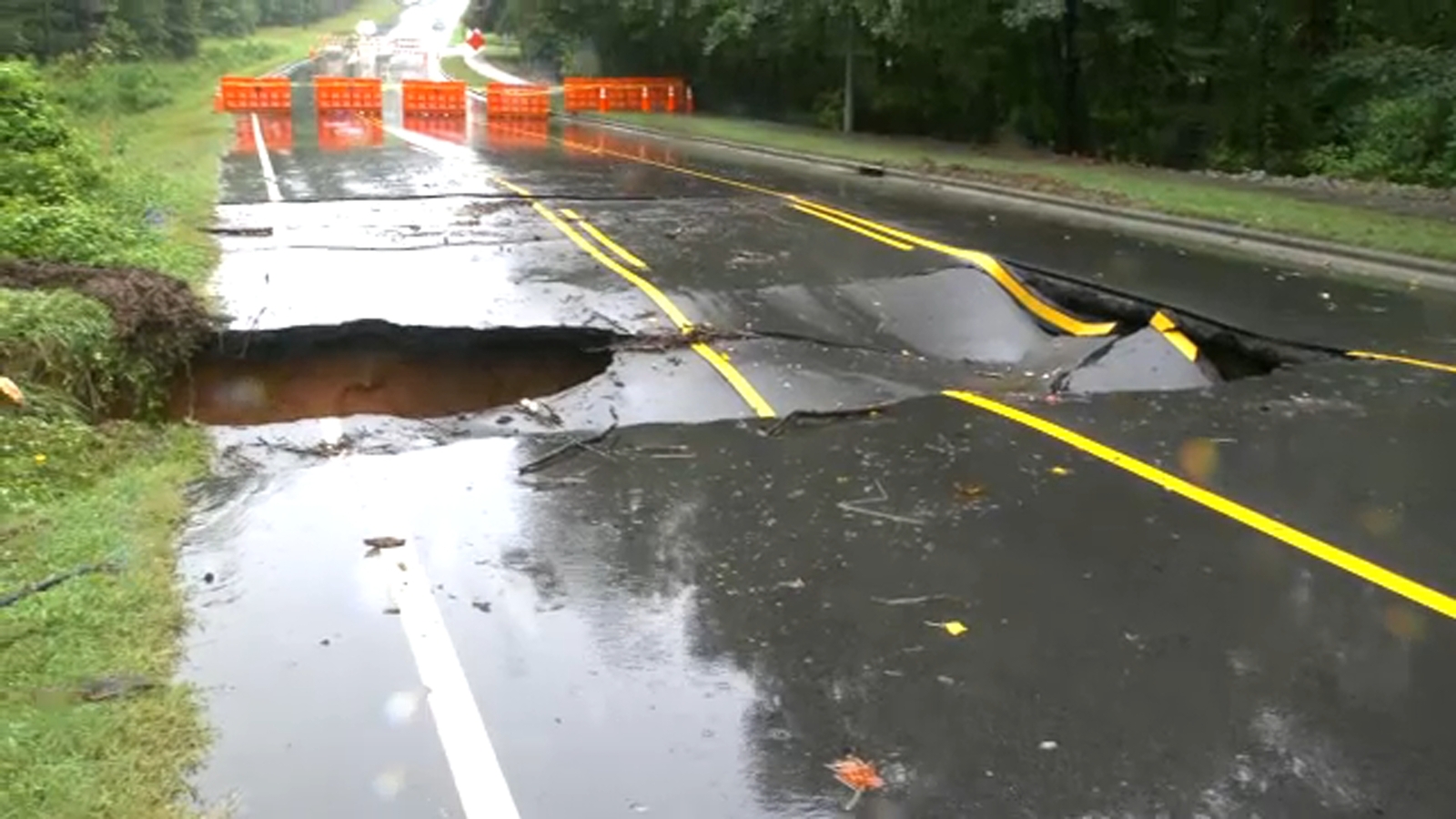 Major Apex road heavily damaged by floodwater - ABC11 Raleigh-Durham