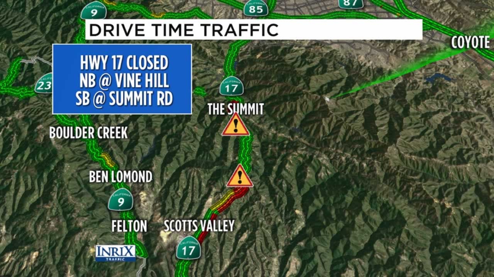 Slide danger shuts down Hwy 17 in Santa Cruz Mountains - ABC7 San Francisco