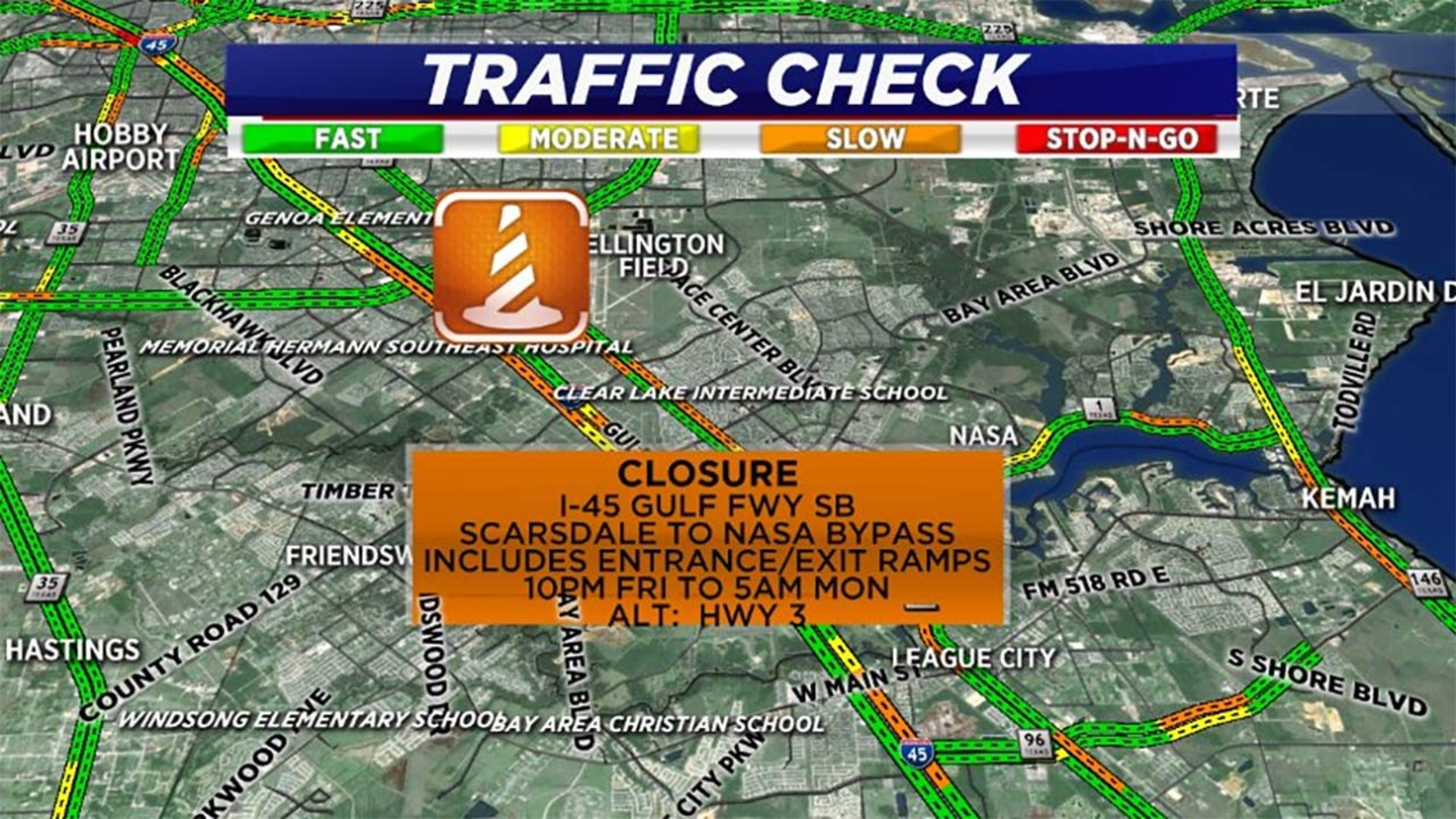 Major construction closure shuts down southbound Gulf Freeway lanes ...