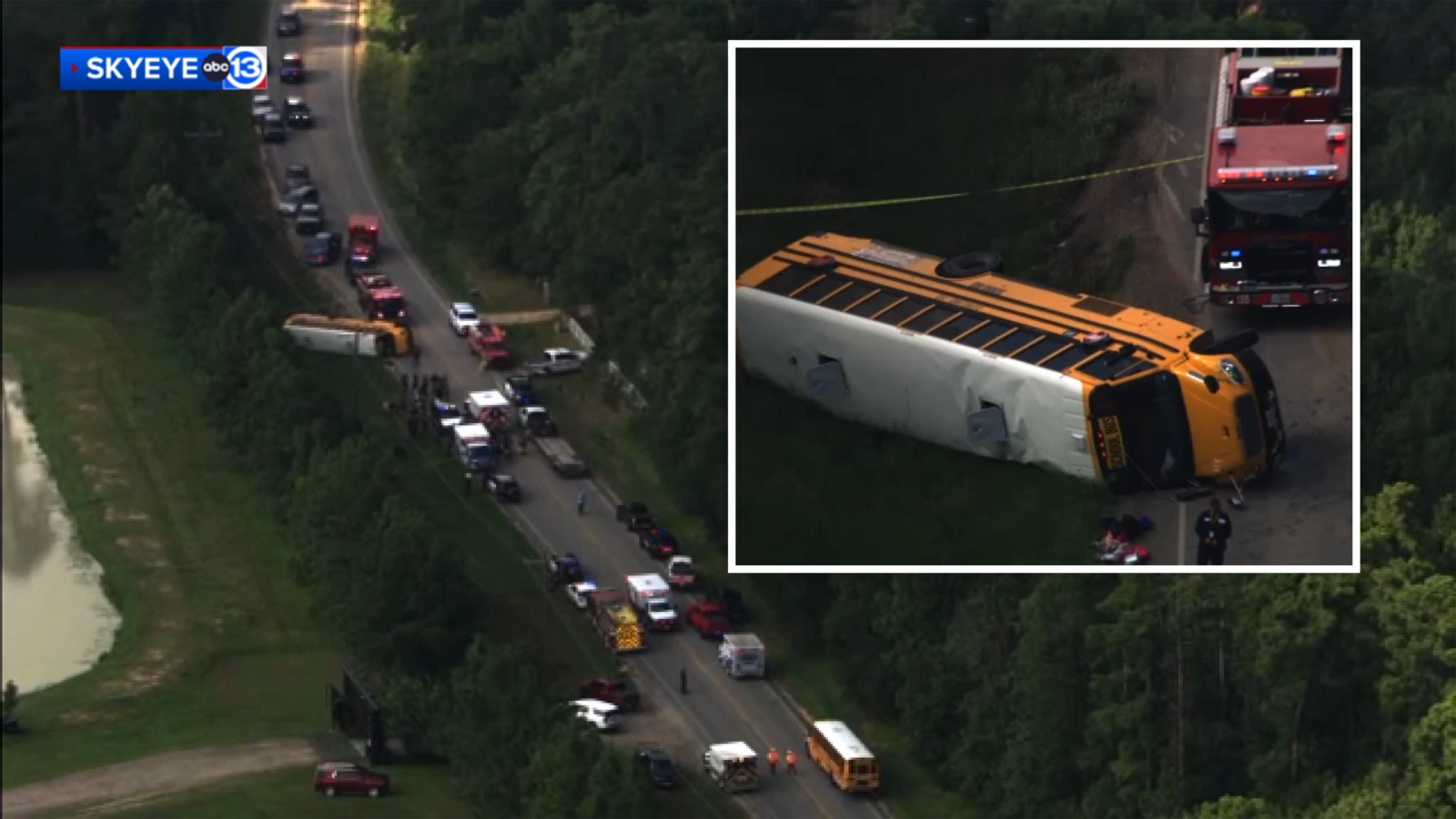 58 elementary students hospitalized after Cleveland ISD bus flips over ...