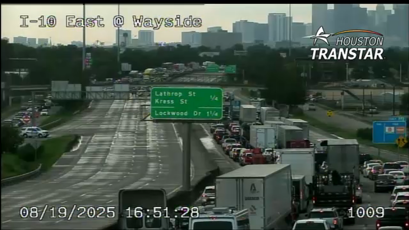 I-10 closure: All lanes of East Fwy at Lathrop Street reopened after downed power lines block ...