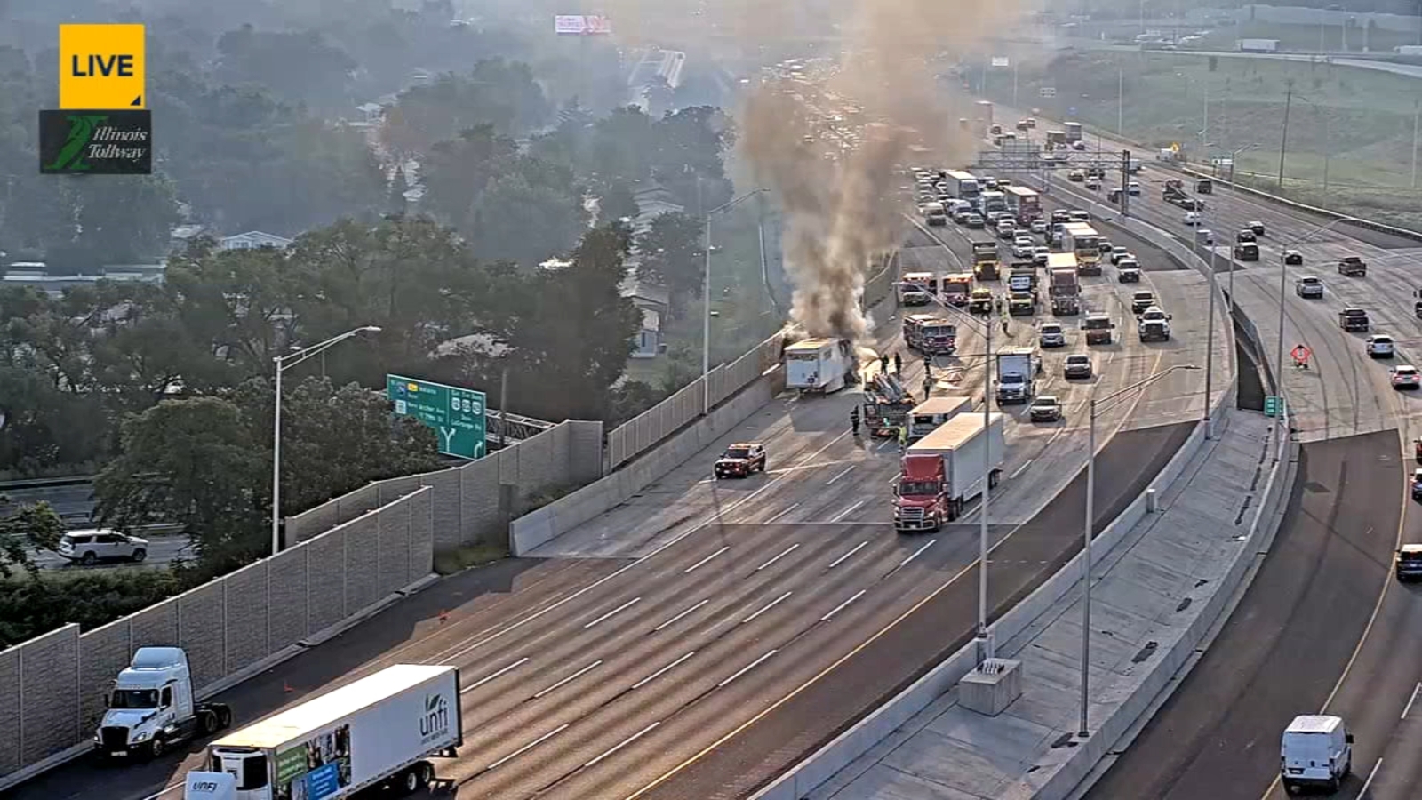 I-294 traffic: Semi-trailer fire temporarily closes Tri-State Tollway ...