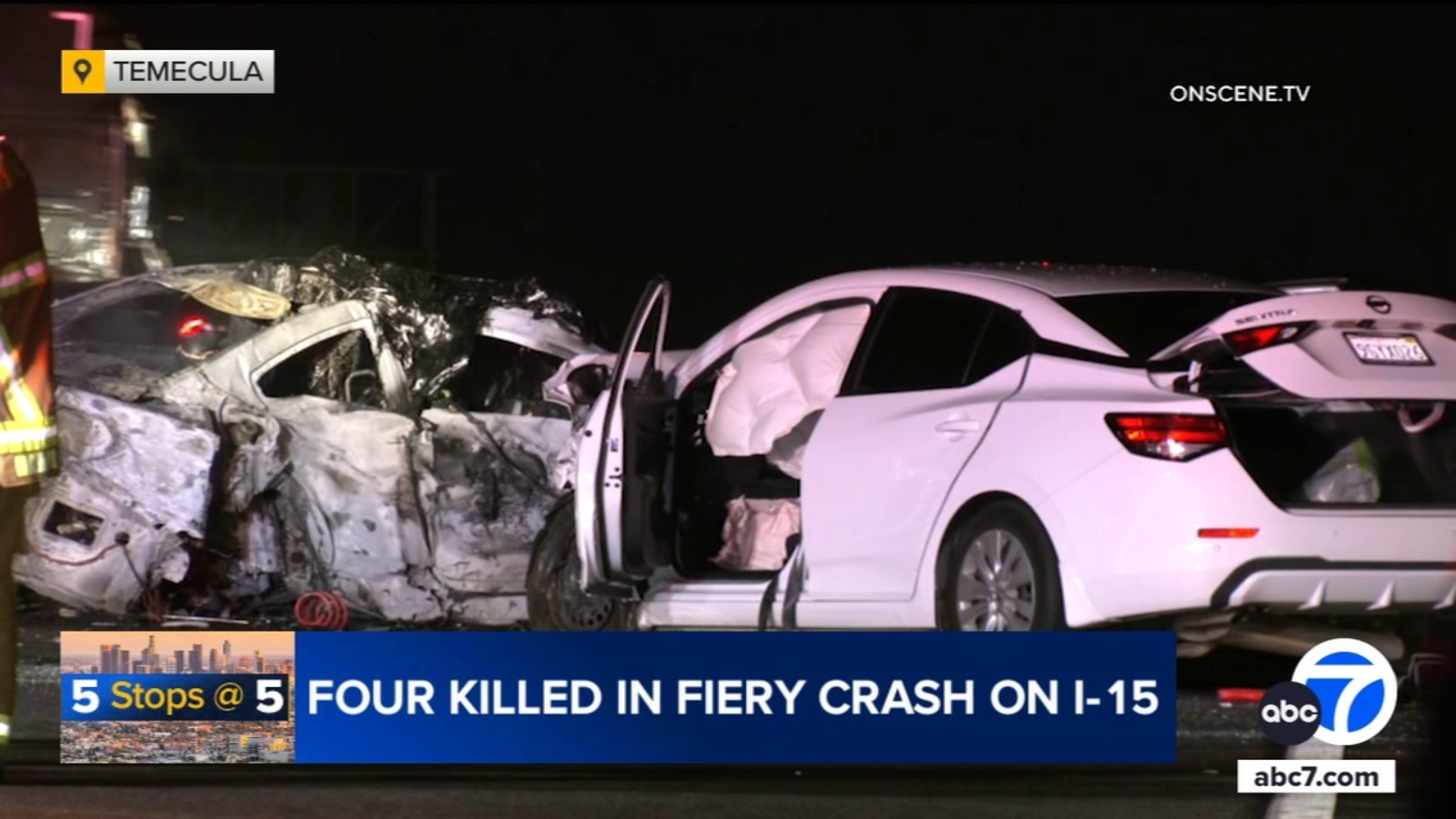 4 killed in fiery crash after car jumps center divider on 15 Freeway in ...