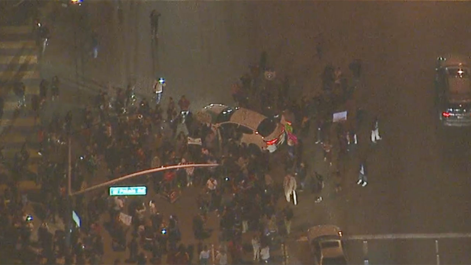 Anaheim protesters clog streets, surround cars - ABC7 New York