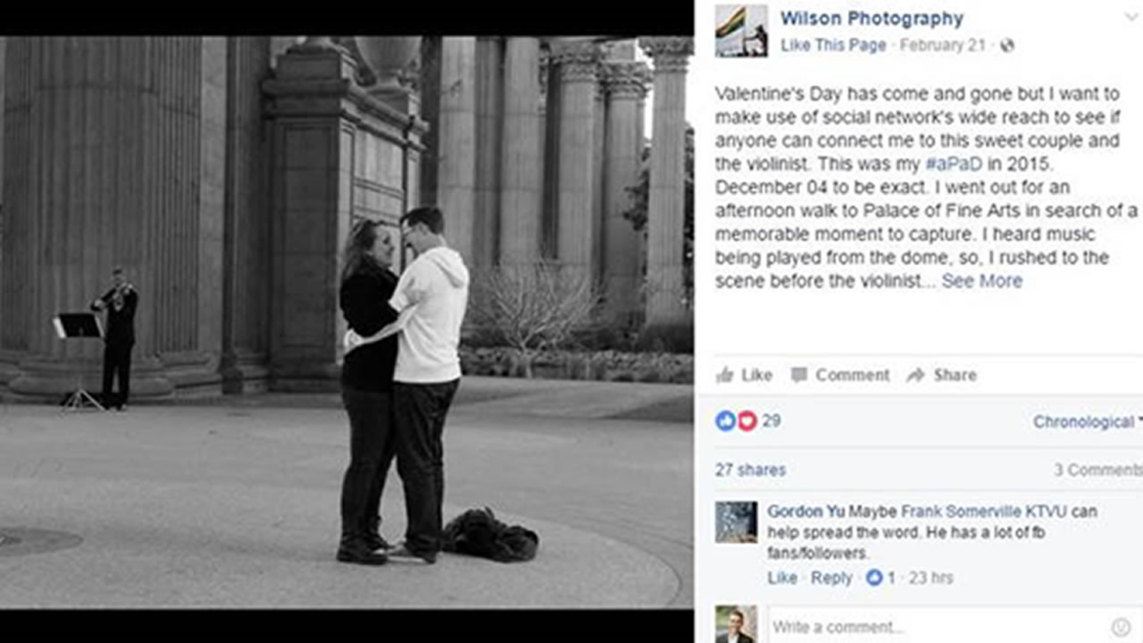 'They made magic happen' Mystery couple in Palace of Fine Arts San ...