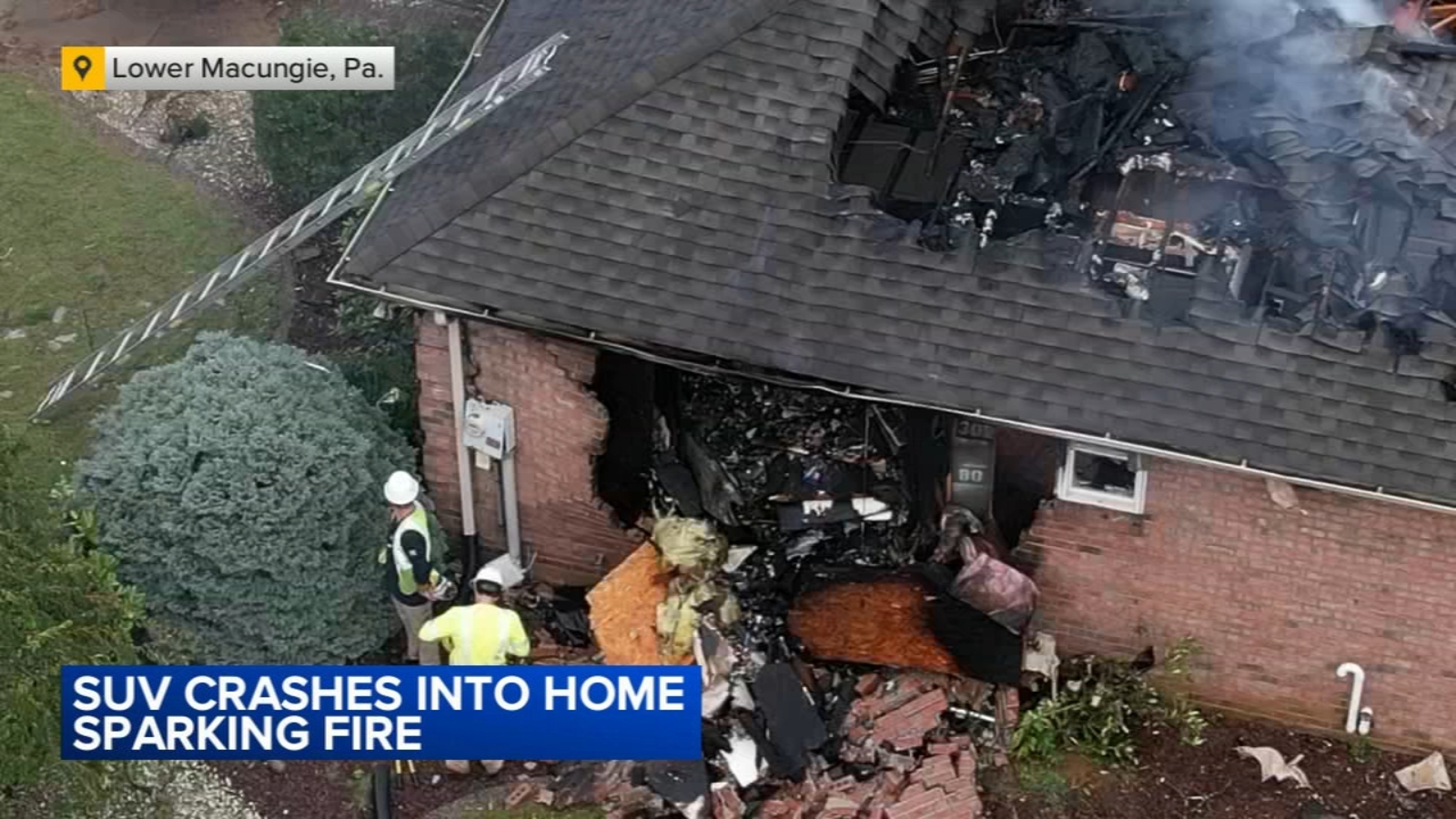 Fire erupts after SUV crashes into Lehigh Valley home - 6abc Philadelphia