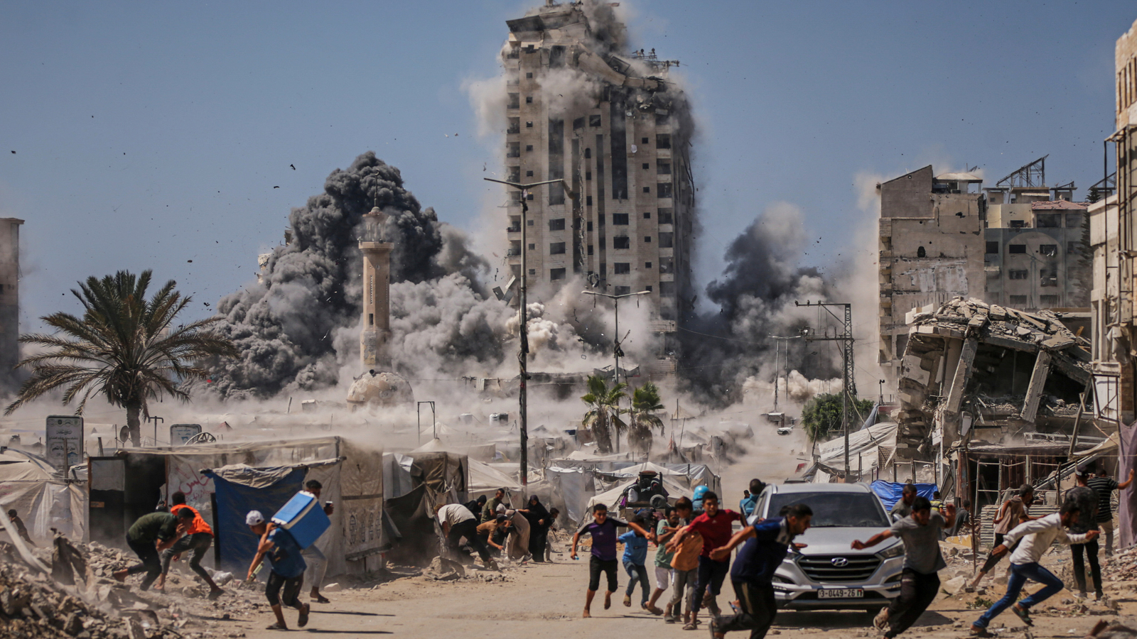 Mushtaha Tower: Israel levels Gaza high-rise tower near Palestinian ...